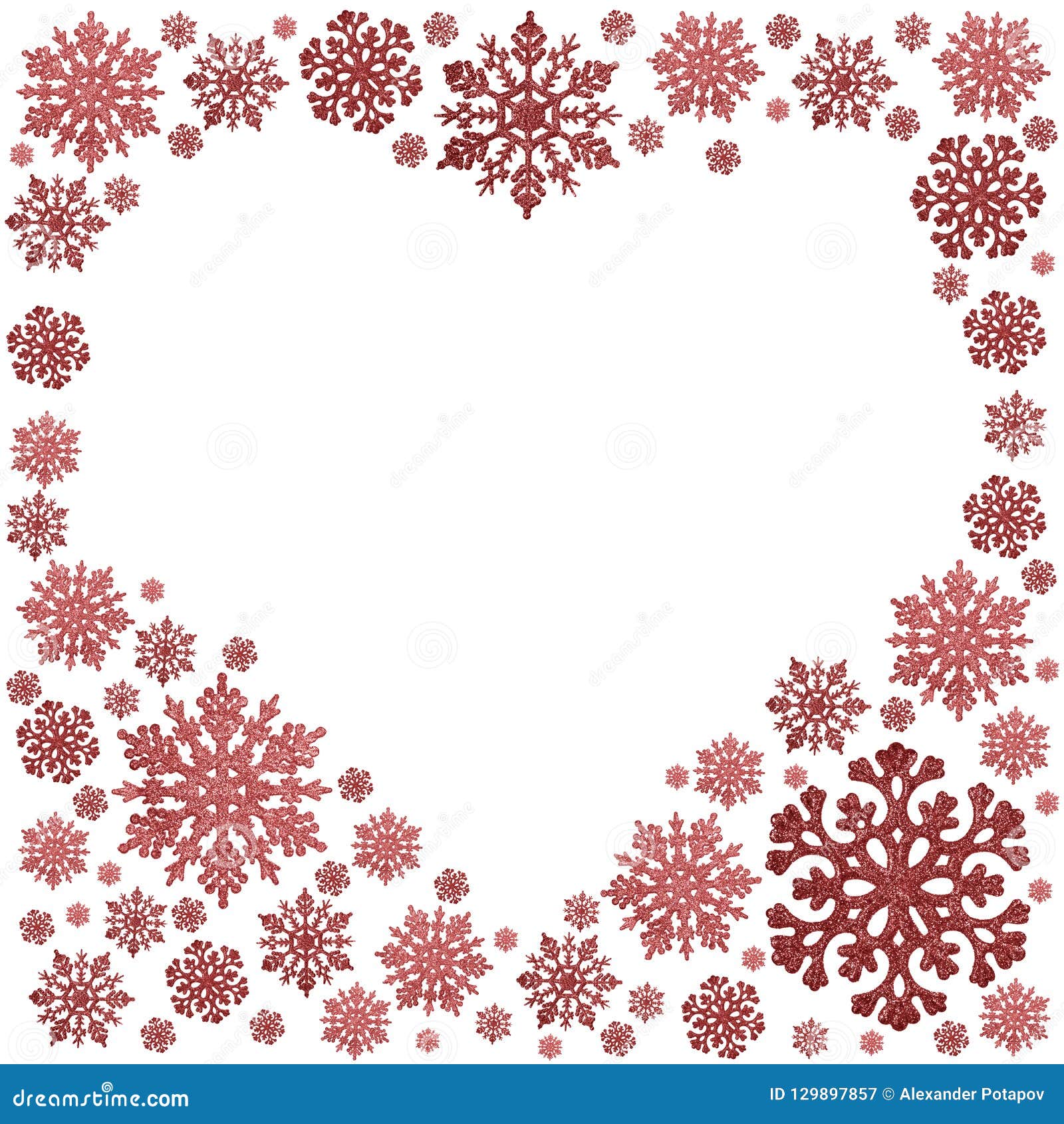 Het Rode Kader Van De Hartvorm Van Sneeuwvlokken Op Wit Stock ...
