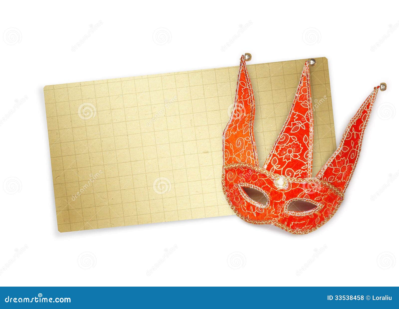 Het Rode Masker Van Carnaval Met Oud Document Voor Groet Stock Foto ...