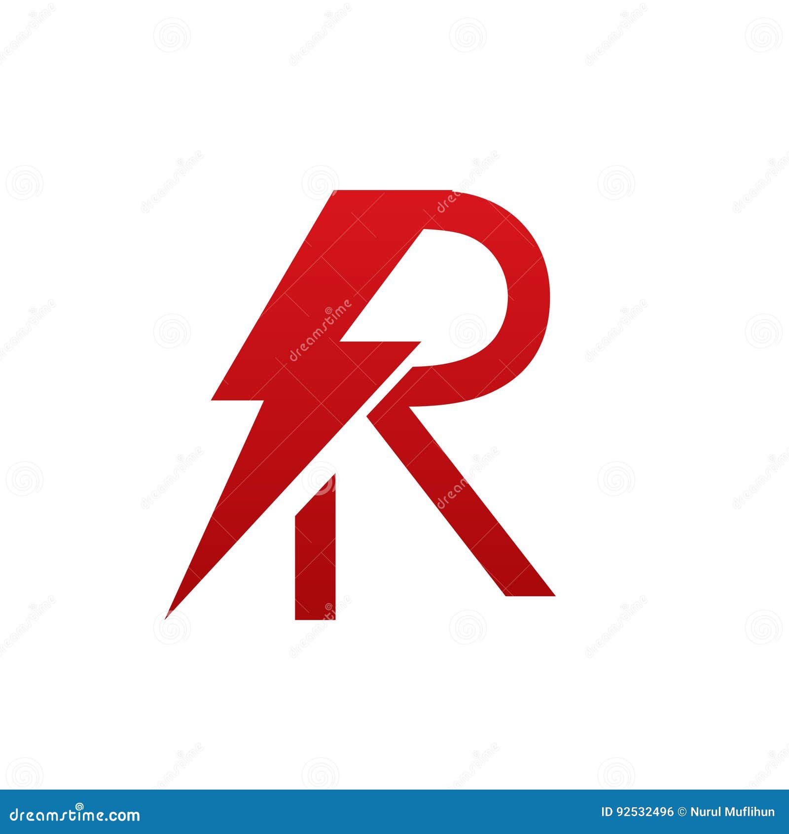 Het Rode Vectorembleem Van De Bout Elektrische Brief R Stock ...