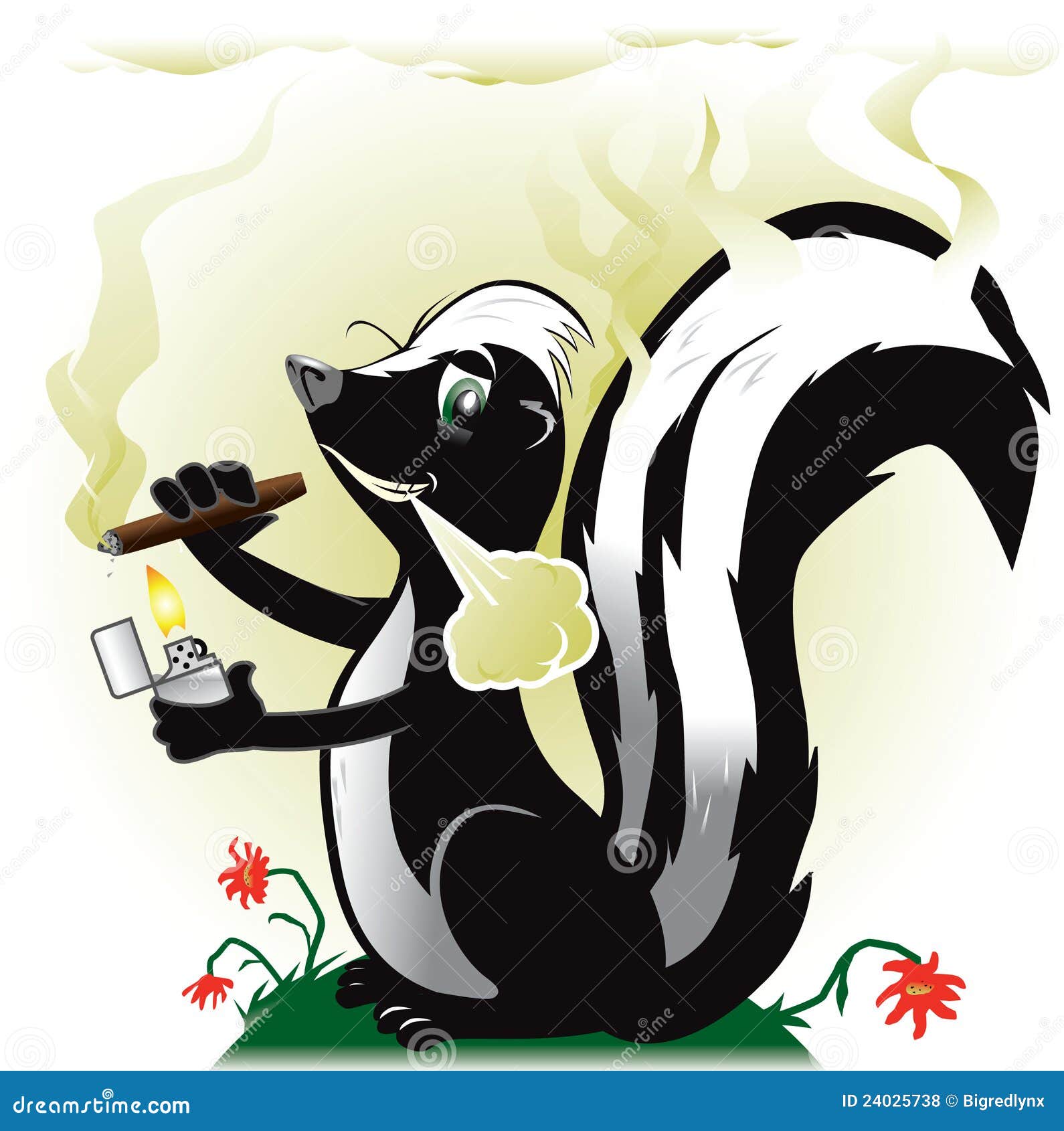 Het roken Stinkdier vector illustratie. Illustration of verontreiniging ...