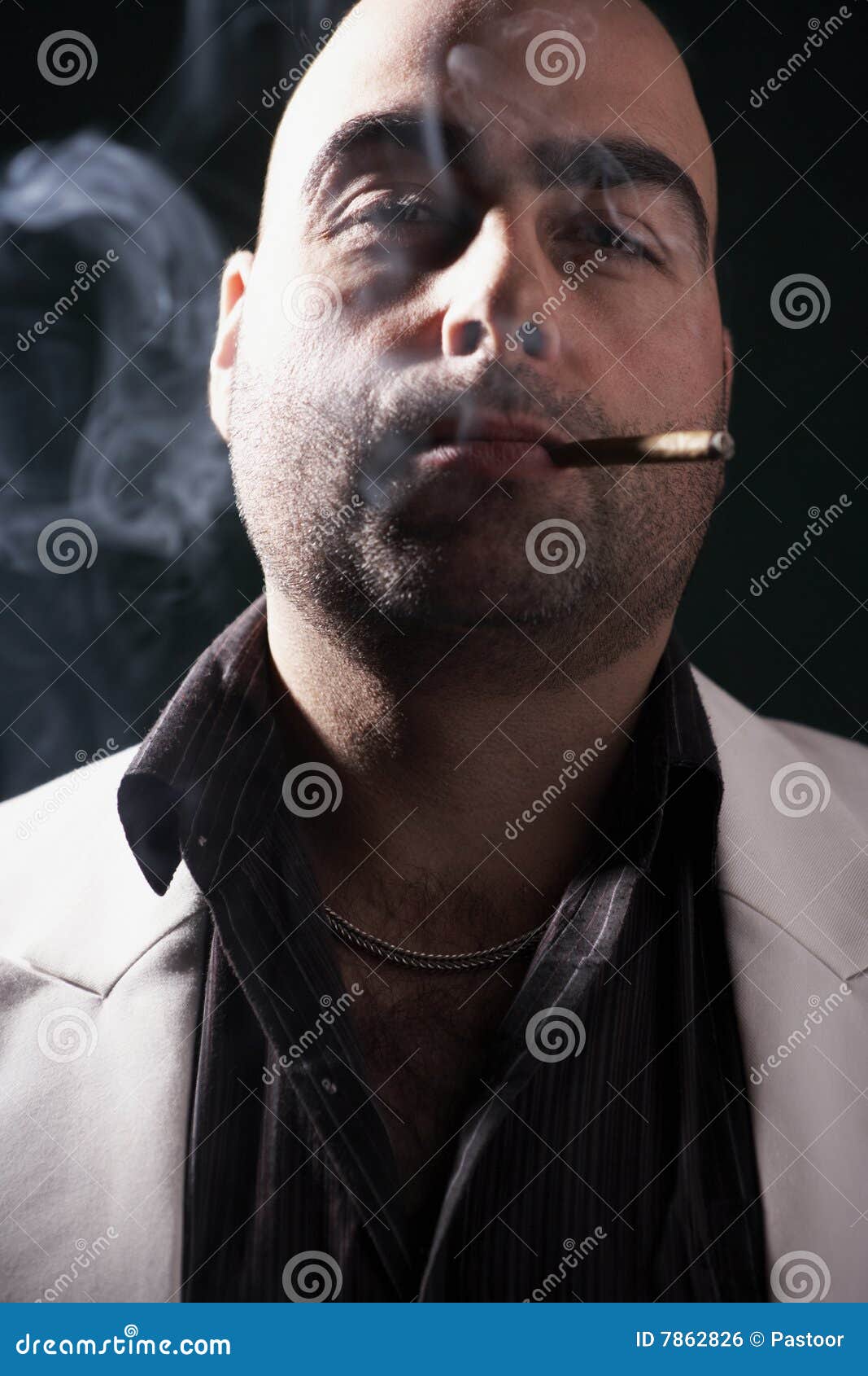 Het roken van een sigaar stock foto. Image of hoofd, agent - 7862826