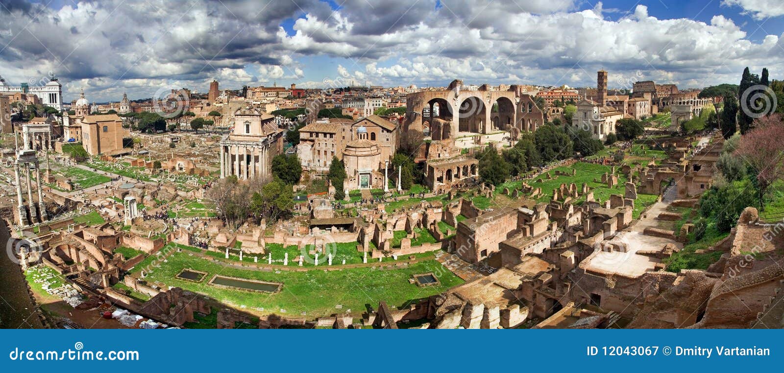 Het Roman Forum Van Palatine Heuvel, Panorama Stock Afbeelding - Image ...