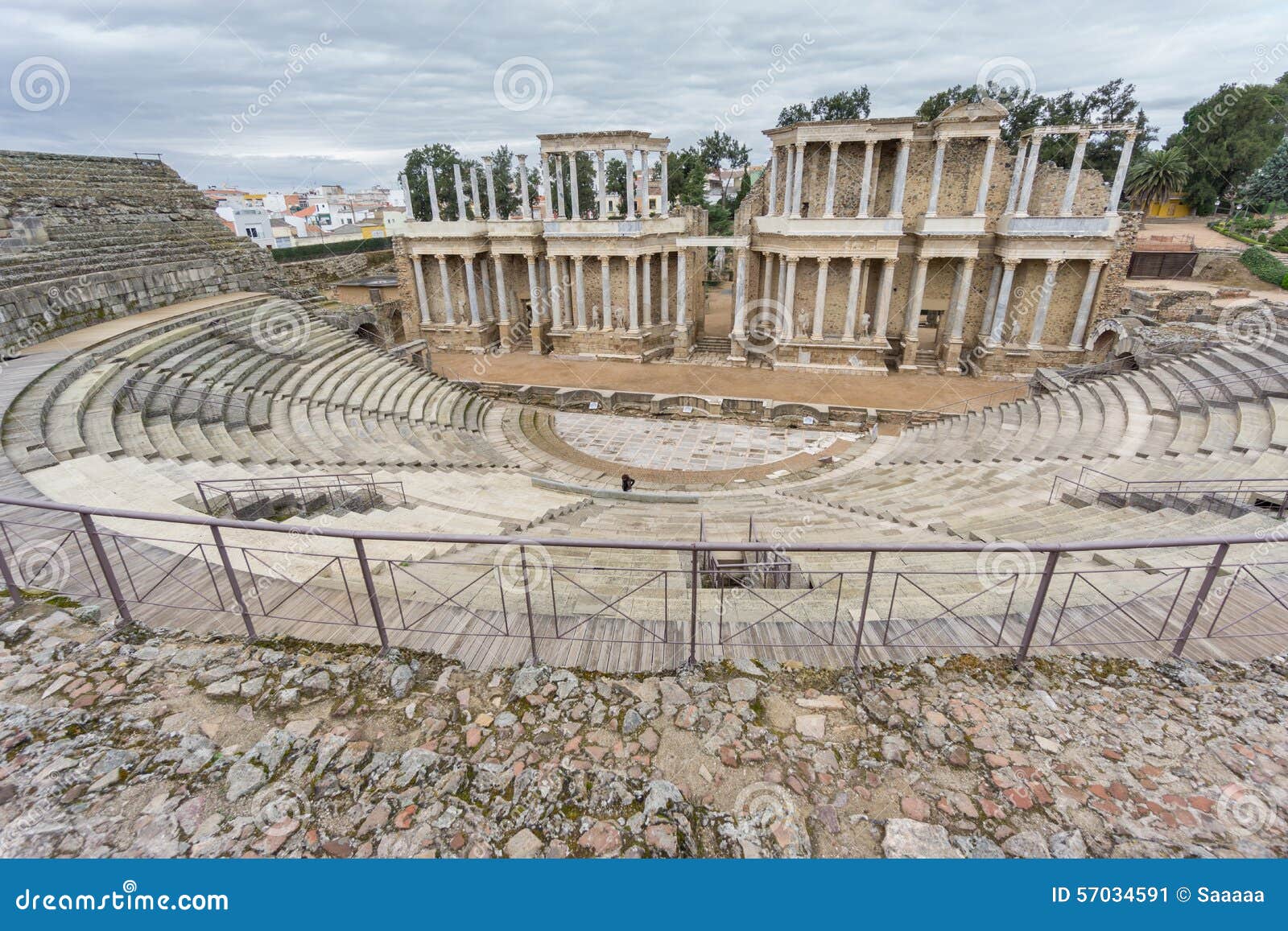 Het Roman Theatre-proscenium in Merida in Spanje Zachte Nadruk Stock ...