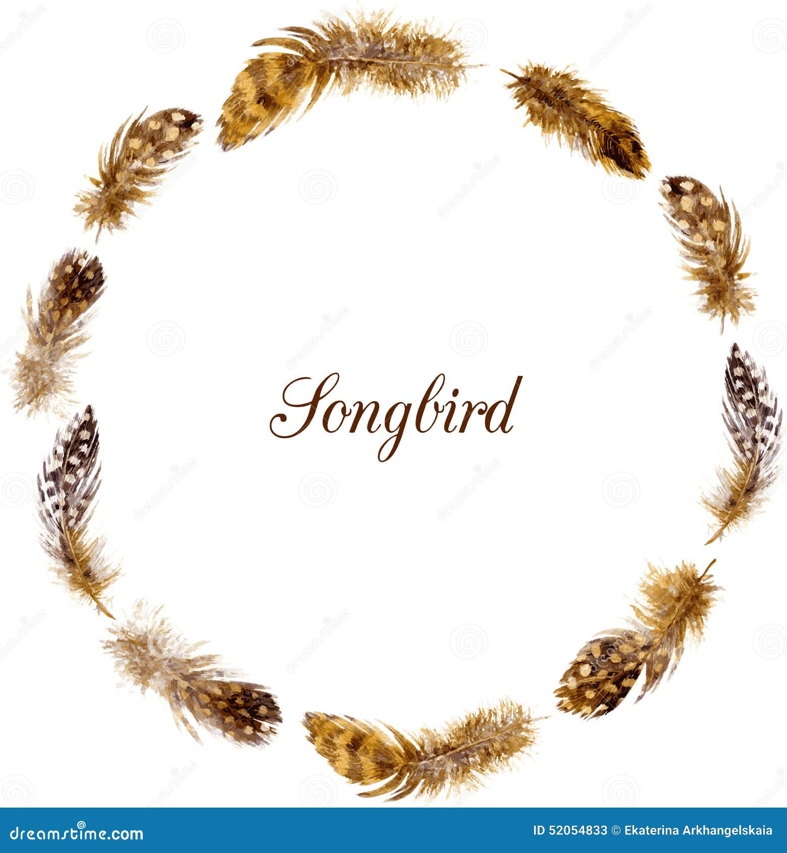 Het Ronde Kader Vlekte Bruine Pluimen Vector Illustratie - Illustration ...