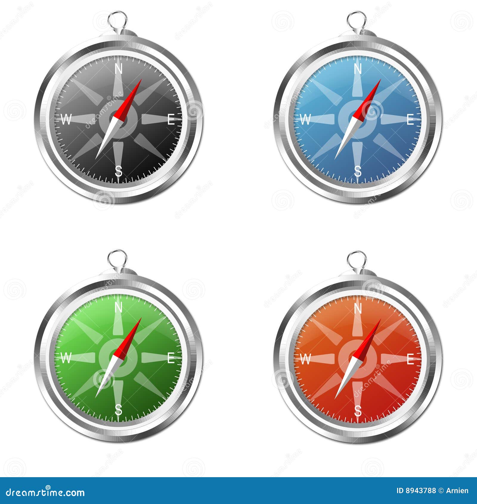 Het rood van Compas stock illustratie. Illustration of richtingen - 8943788