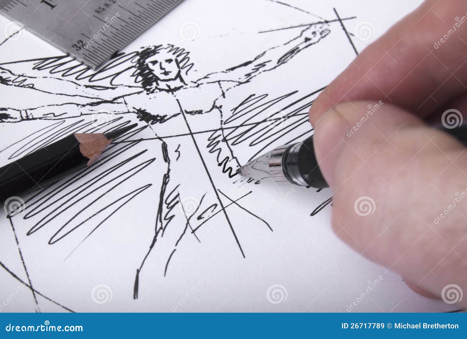 Het schetsen van hand stock afbeelding. Image of kunstenaar - 26717789