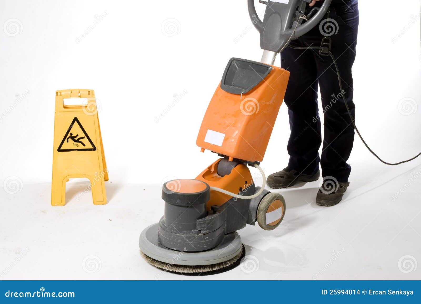 Het Schoonmaken Van Vloer Met Grote Machine Bij Stock Foto - Image of ...