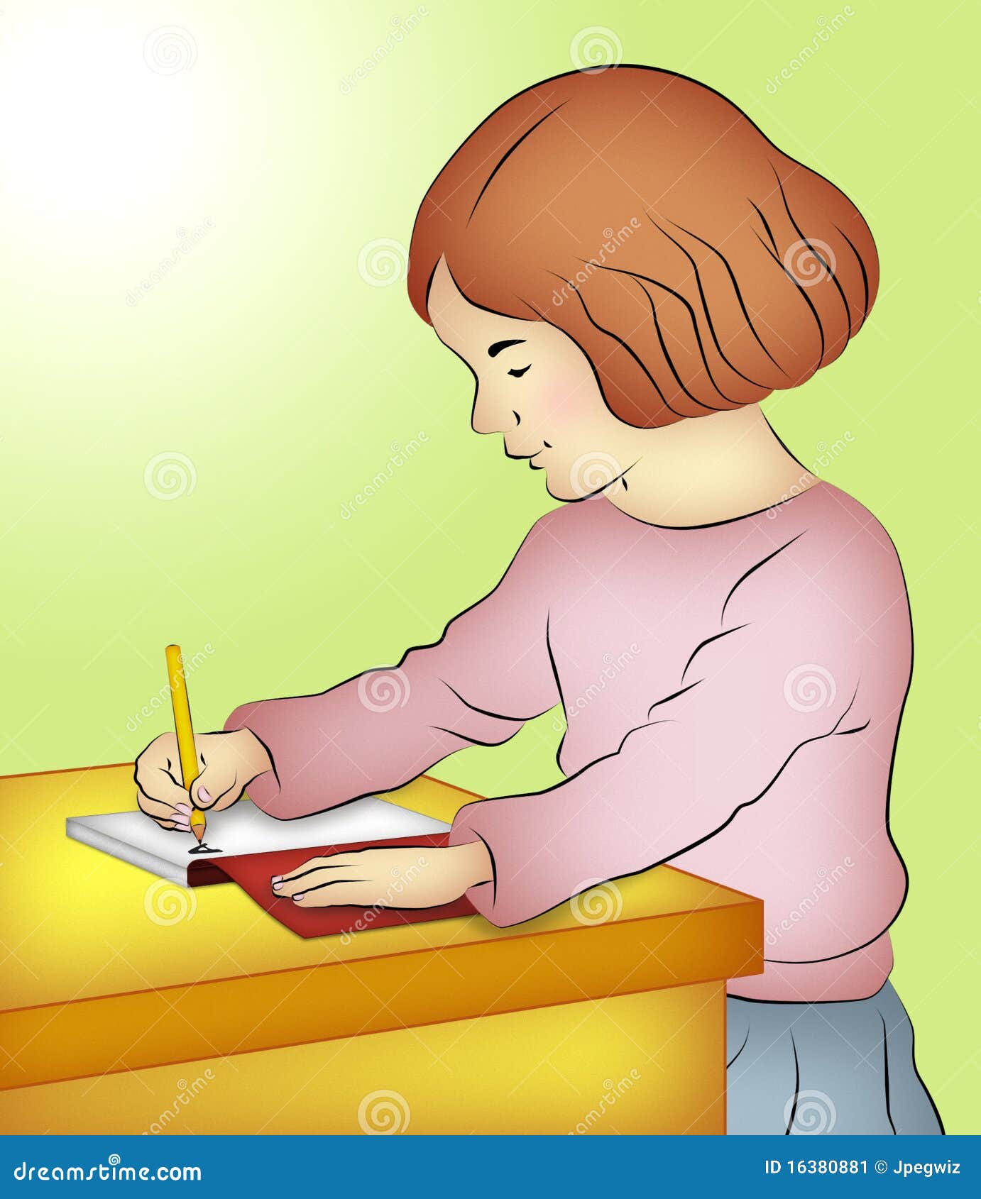 Het Schrijven Van Het Meisje Stock Illustratie - Illustration of leren ...