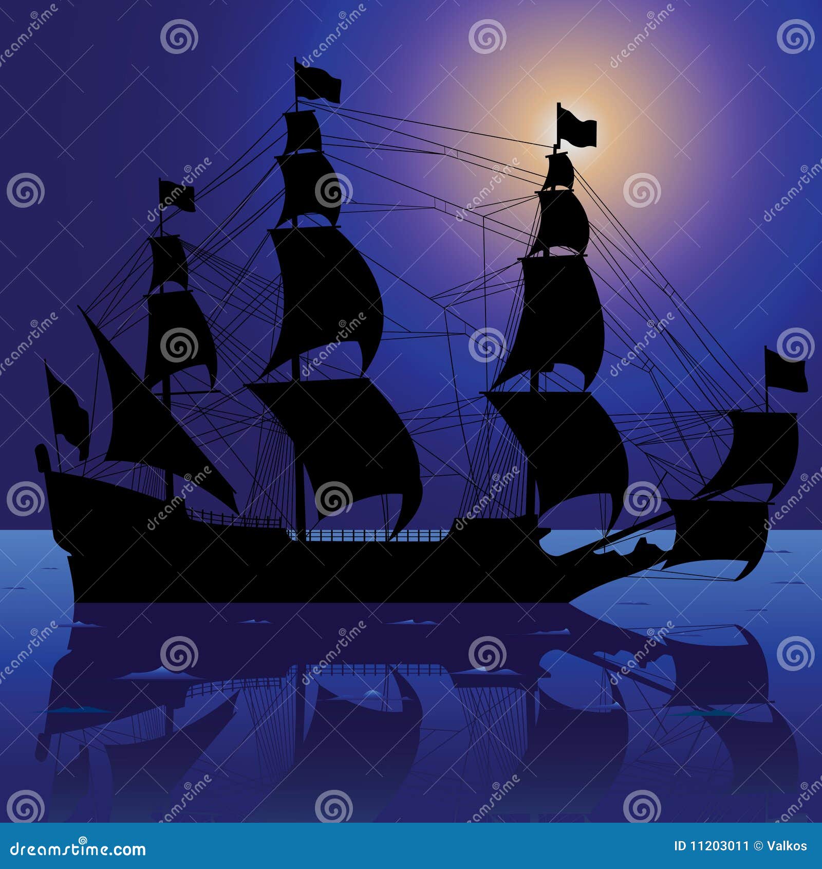 Het Silhouet Van De Zeilboot Vector Illustratie - Illustration of ...