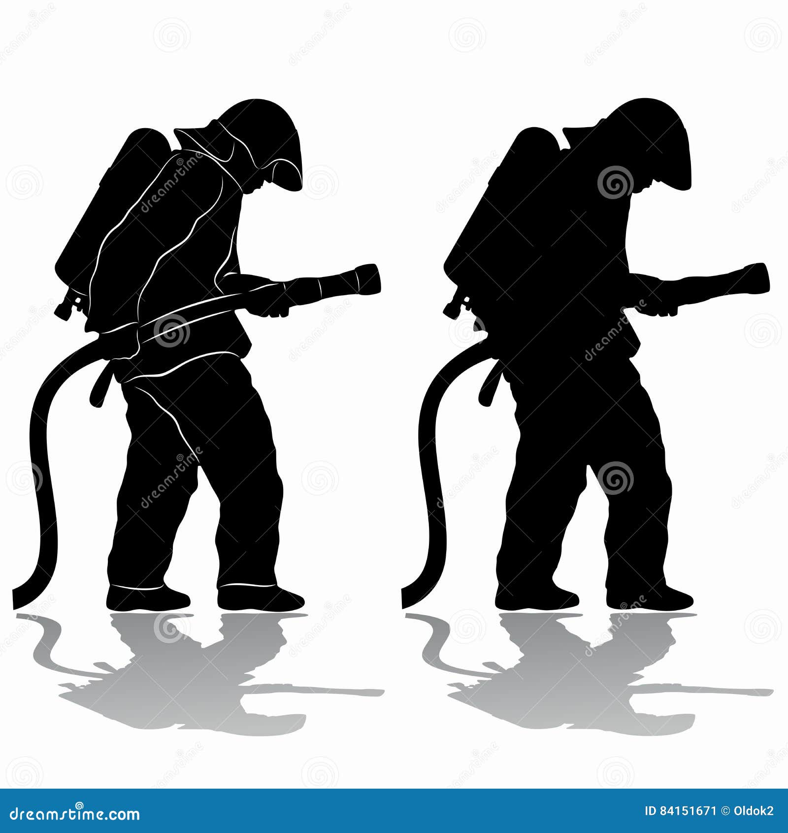 Het Silhouet Van Een Brandweerman, Vector Trekt Vector Illustratie ...