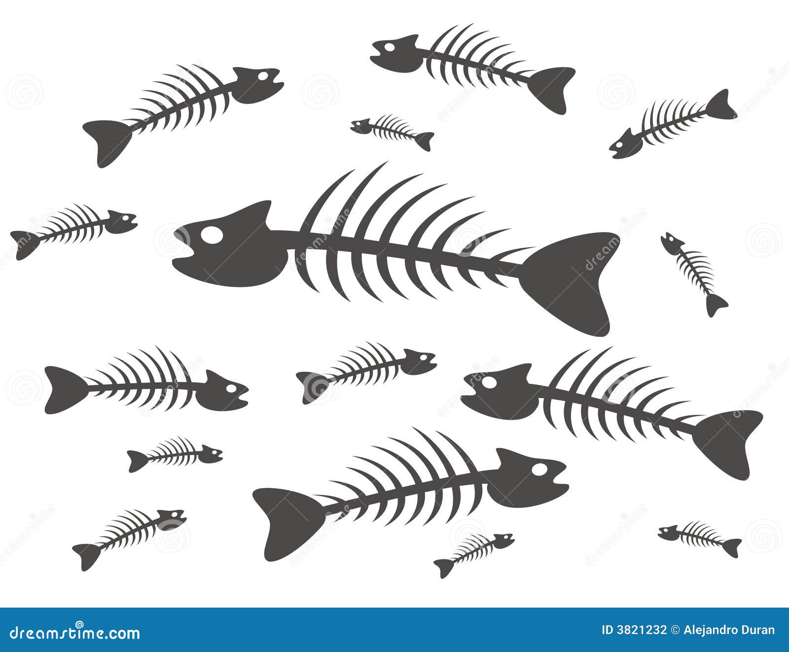 Het skelet van vissen stock illustratie. Illustration of dier - 3821232