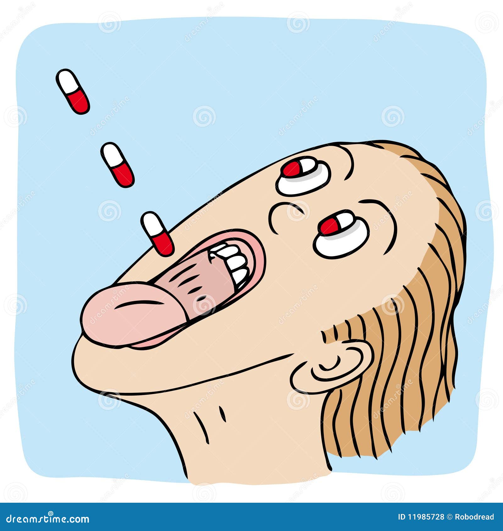 Het Slikken Van Pillen (vector) Vector Illustratie - Afbeelding: 11985728