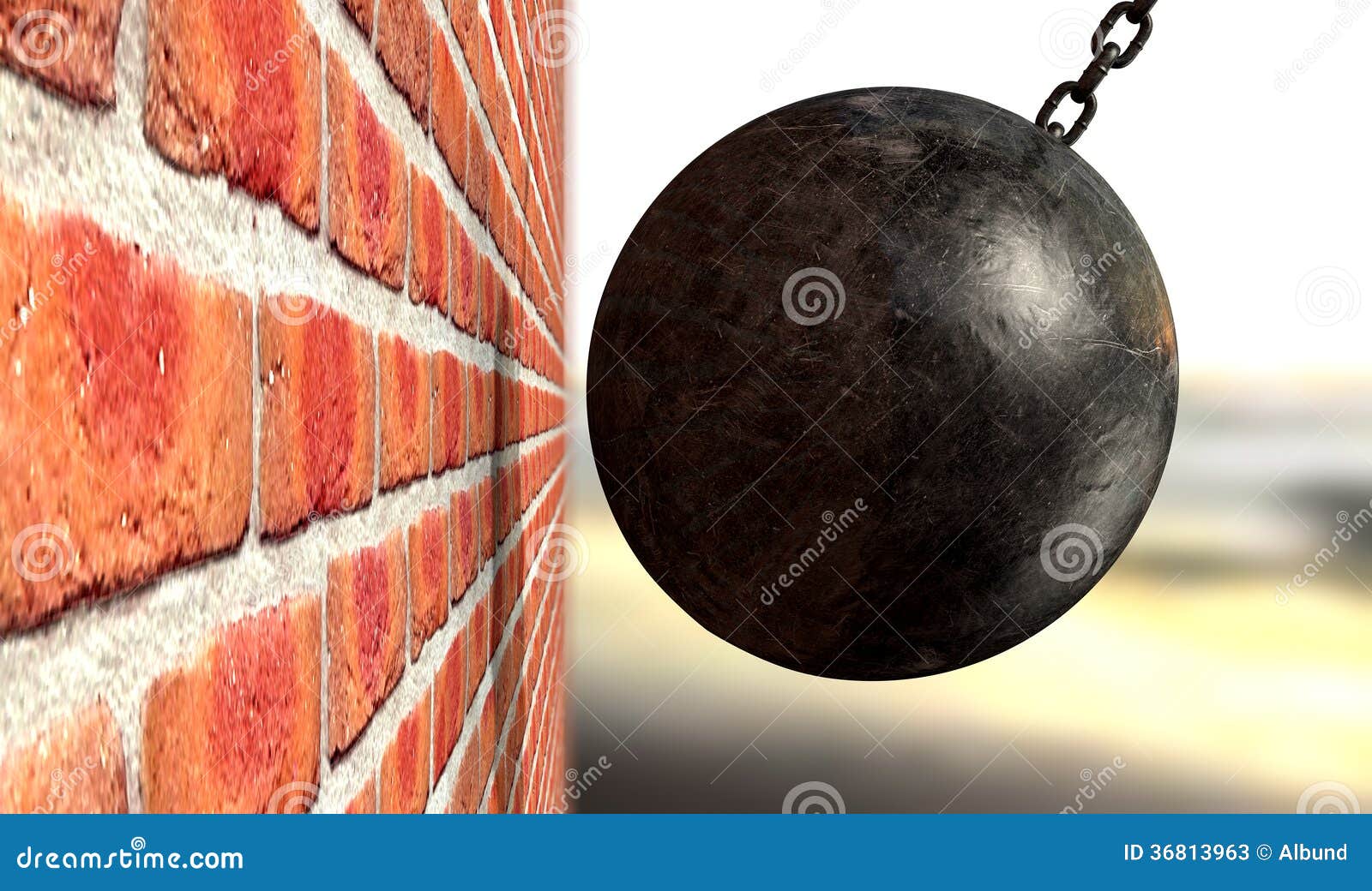 Het Slopen Van Bal Die Muur Raken Stock Illustratie - Illustration of ...