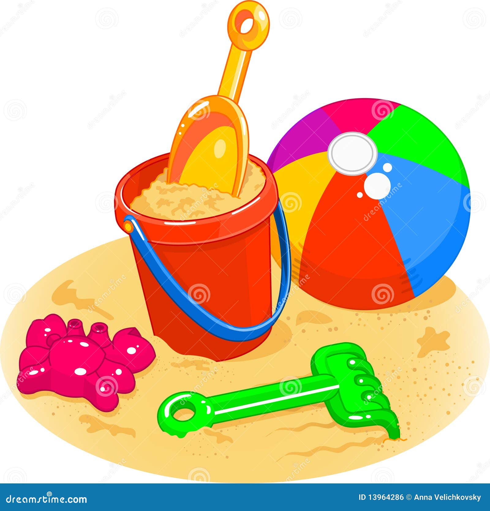 Het Speelgoed Van Het Strand - Emmer, Schop, Bal Vector Illustratie ...