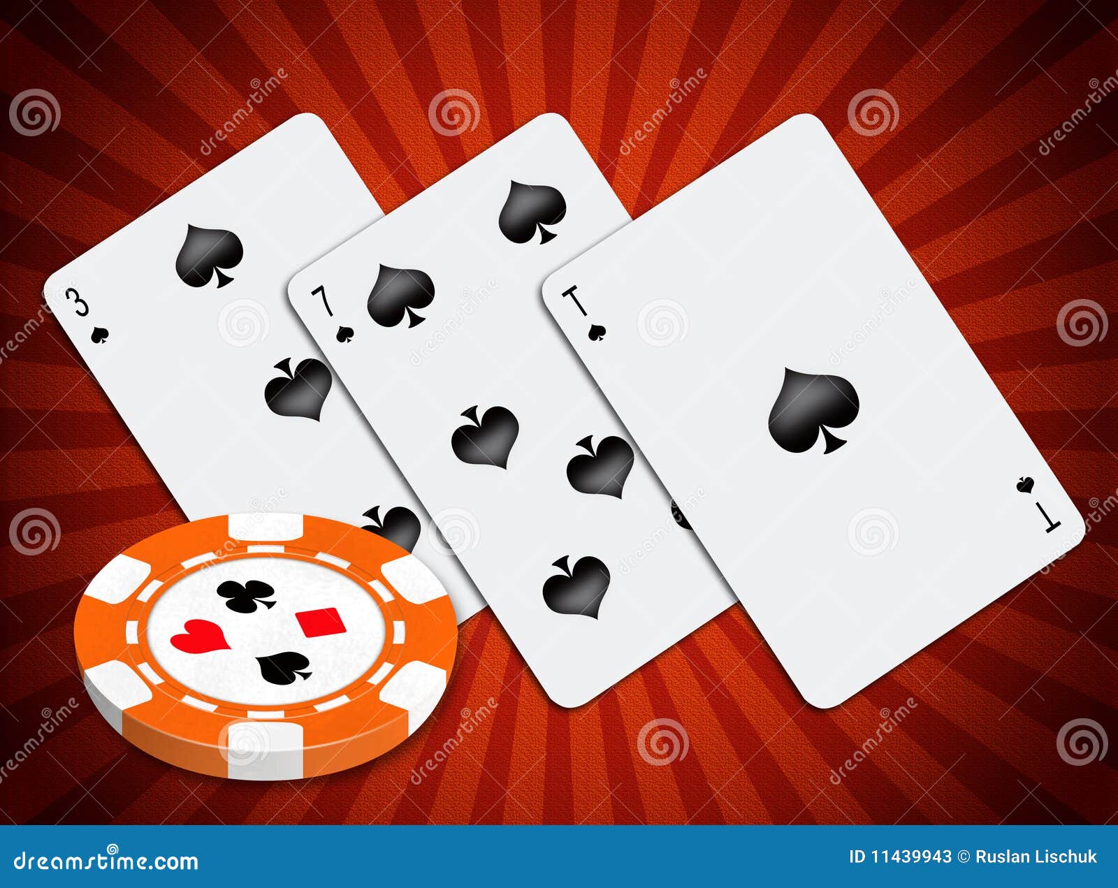 Het Spelen Kaarten En Spaander Voor Een Pook Stock Illustratie ...