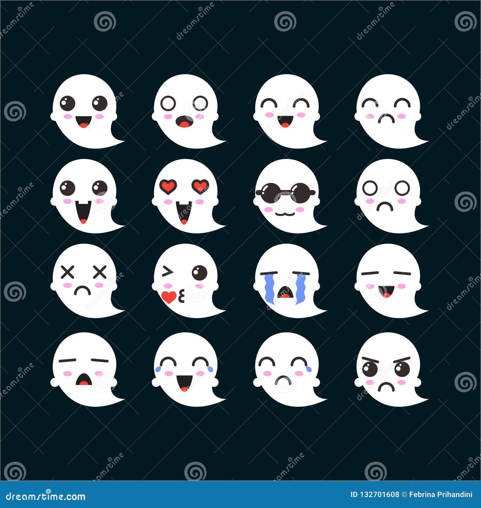 Het Spook Emoticon Plaatste Ontwerpinspiratie Vector Illustratie ...