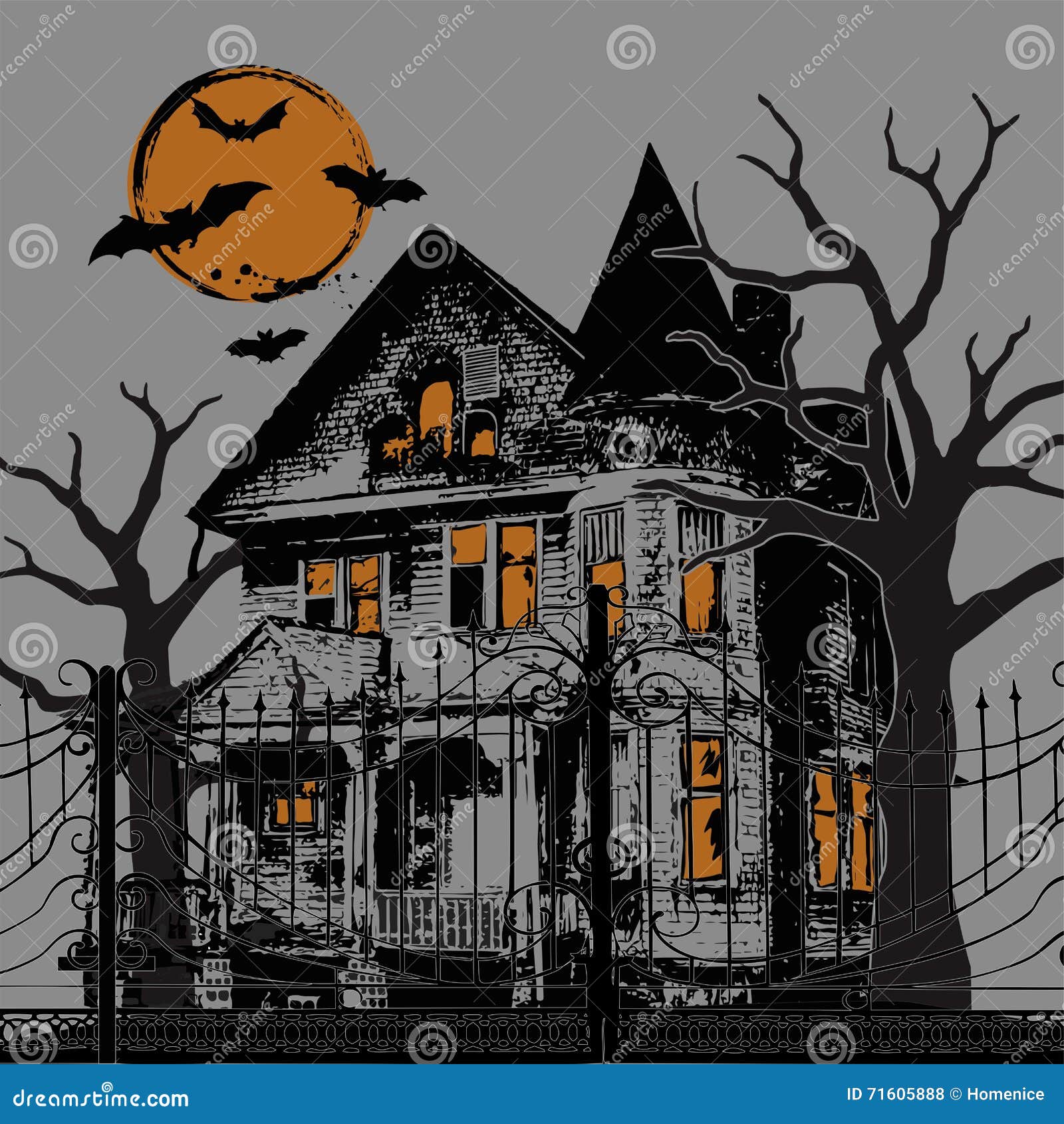 Het Spookhuis Van Halloween Vector Illustratie - Illustration of ...