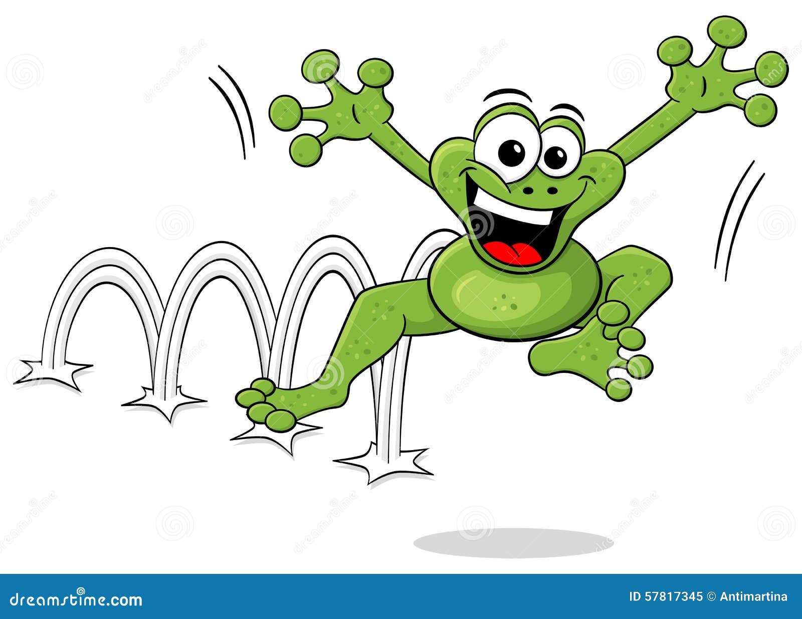 Het Springen Beeldverhaalkikker Op Wit Vector Illustratie ...