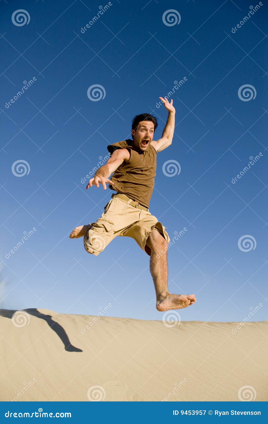 Het springen met Vreugde stock afbeelding. Image of woestijn - 9453957