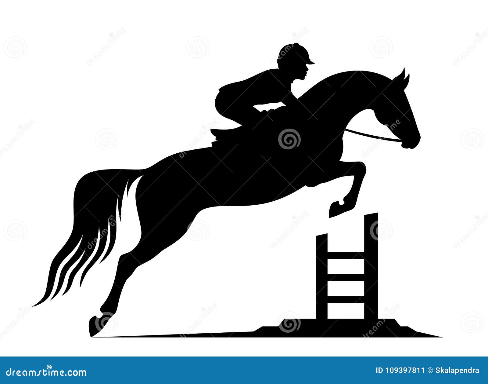Het springen paard vector illustratie. Illustration of profiel - 109397811