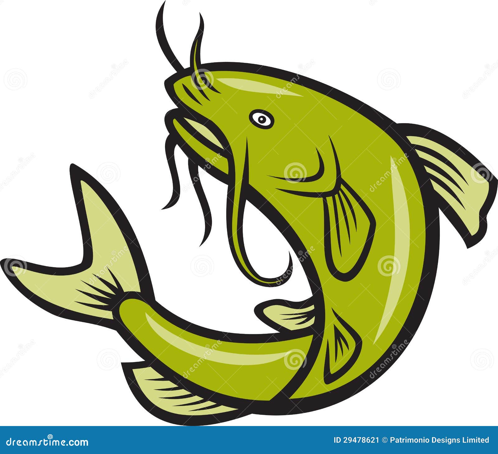 Het Springen Van De Vissen Van De Katvis Beeldverhaal Vector ...