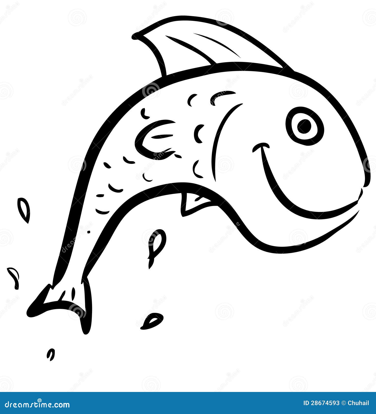 Het Springende Glimlachende Karakter Van Vissen Stock Illustratie ...