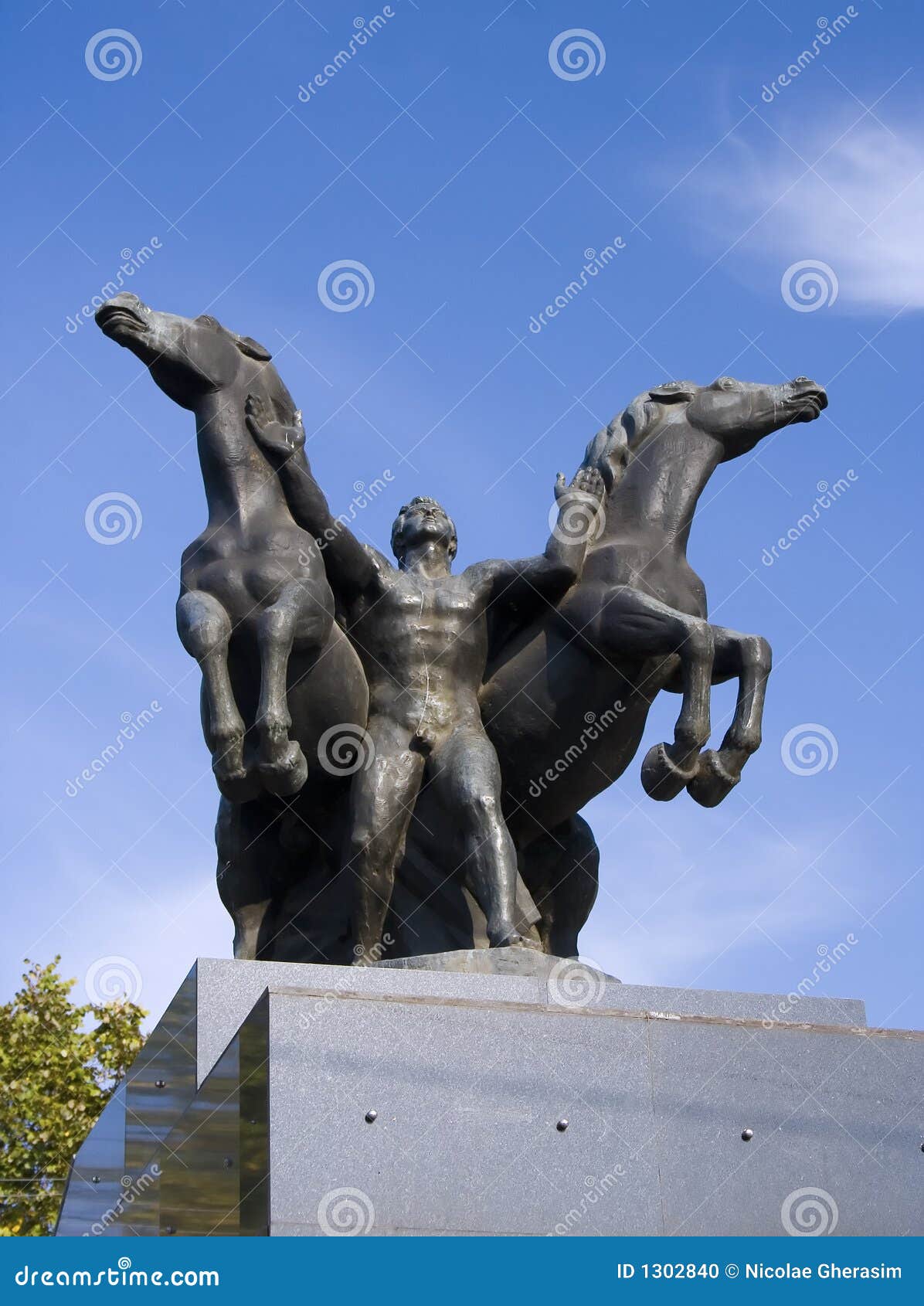 Het Standbeeld Van De Mens En Van Paarden Stock Foto - Image of wapens ...