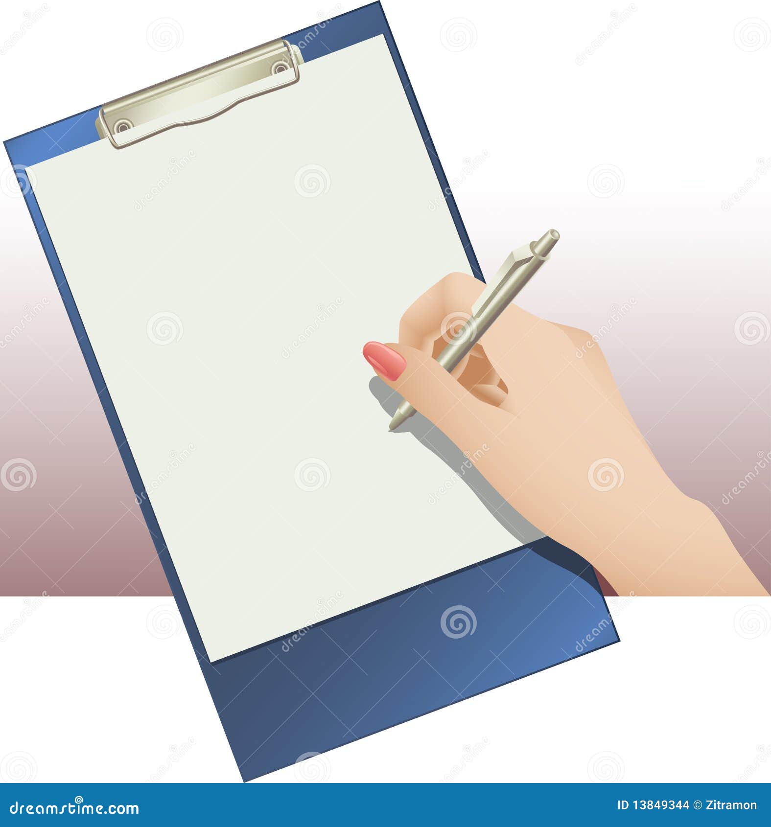 Het Stootkussen En De Hand Van De Klem Met Pen Vector Illustratie ...