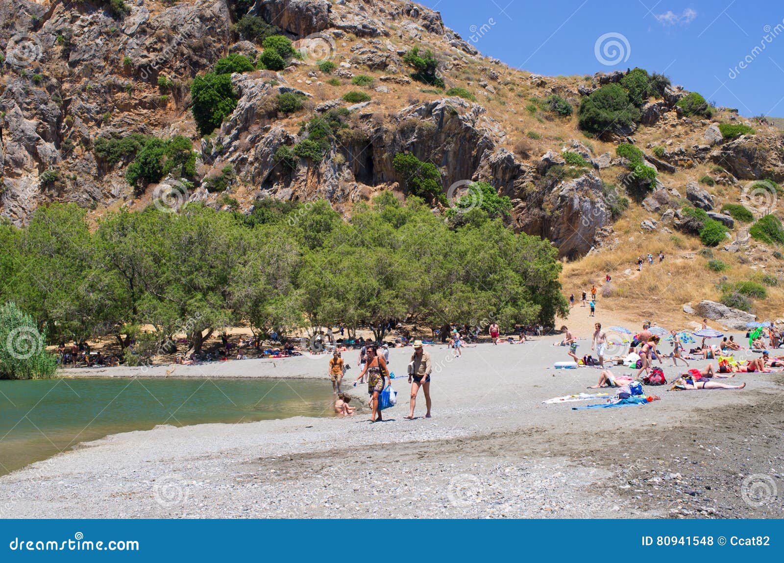 Het Strand Van Preveli, Kreta Redactionele Stock Foto - Image of ...