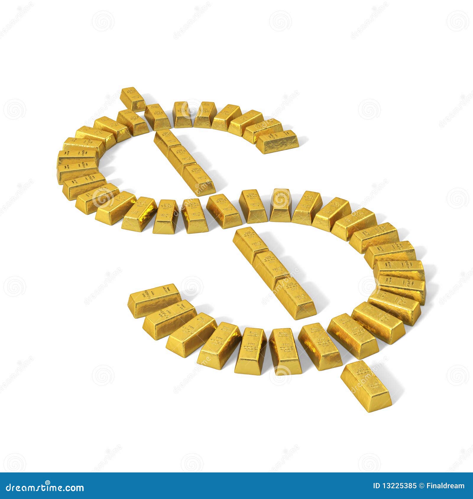 Het Symbool Van De Dollar Van Goudstaven, Perspectief. Stock ...