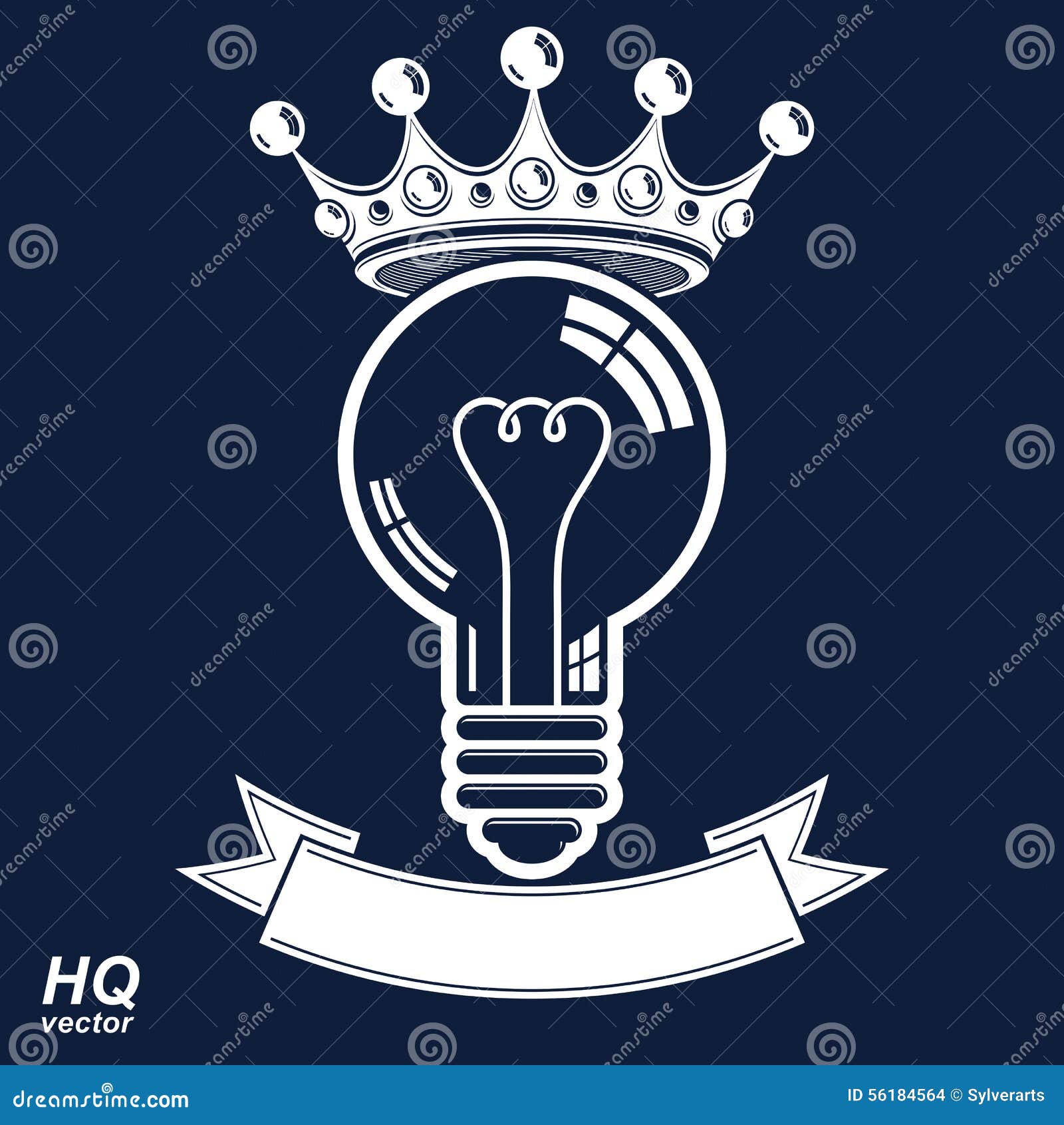 Het Symbool Van De Elektriciteits Gloeilamp Met Kroon, Inzichtsembleem ...