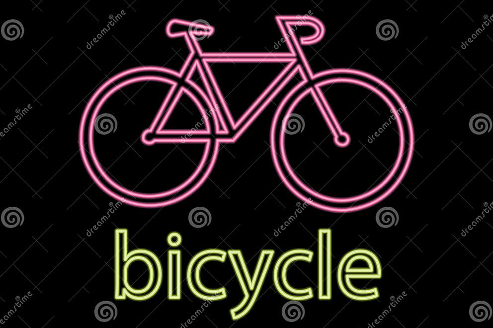 Het Symbool Van De Fiets Van Het Neon Vector Illustratie - Illustration ...