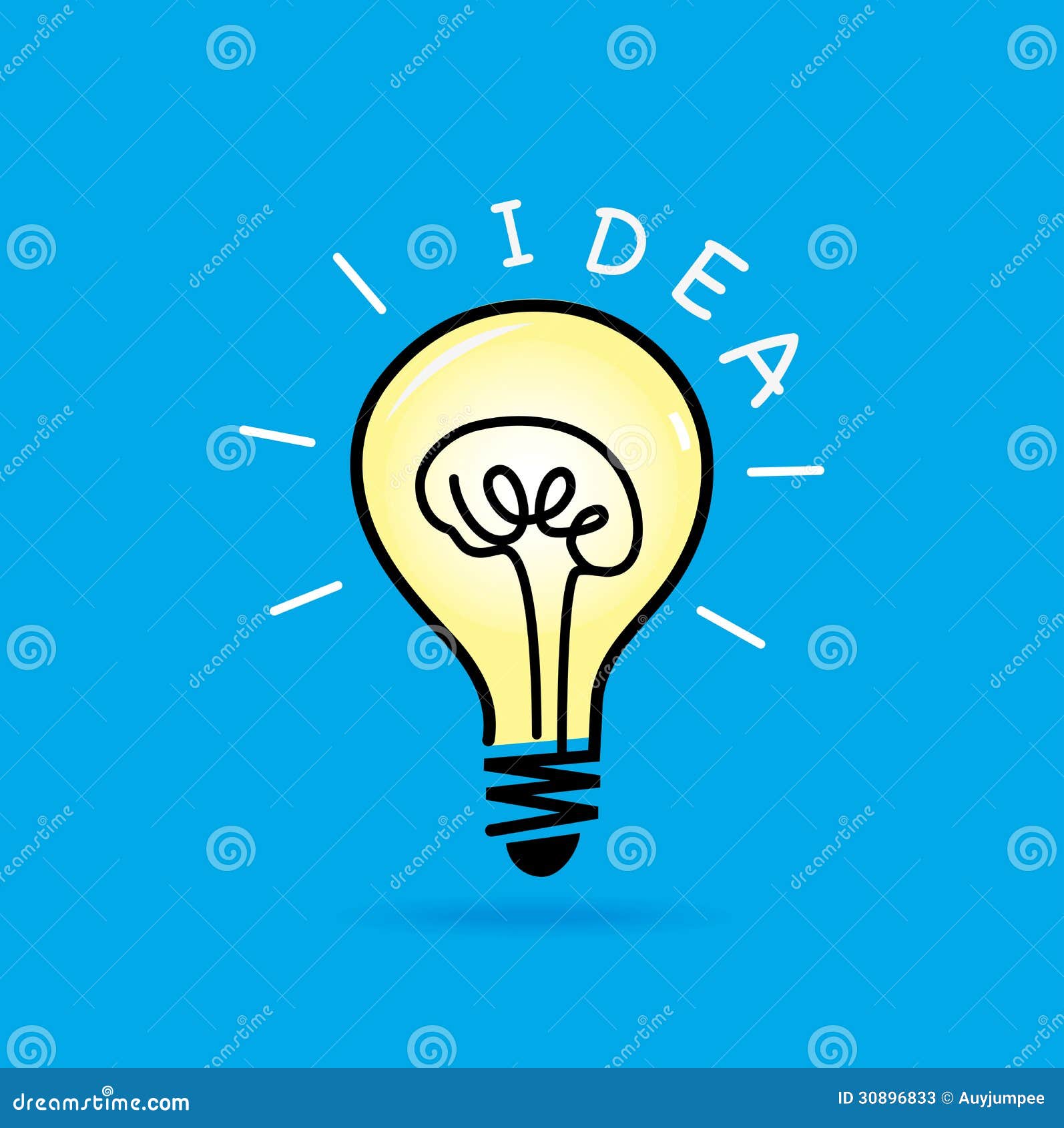 Het Symbool Van De Idee Gloeilamp, Hersenen Binnen Concept Vector ...