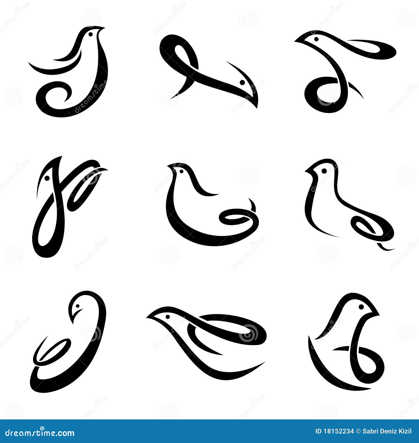 Het symbool van de vogel vector illustratie. Illustration of reeks ...