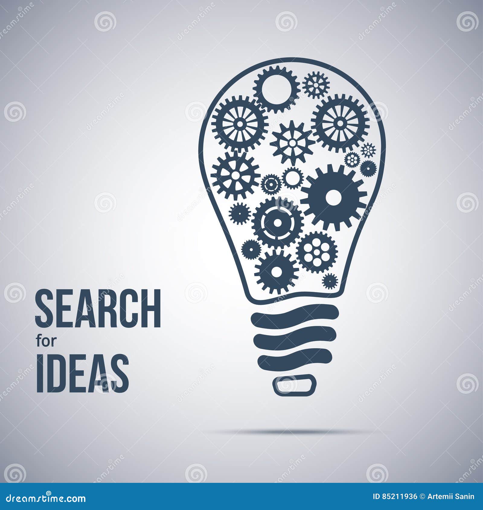 Het Symbool Van Het Ideeonderzoek Gloeilamp Met Tandraderen Vector ...