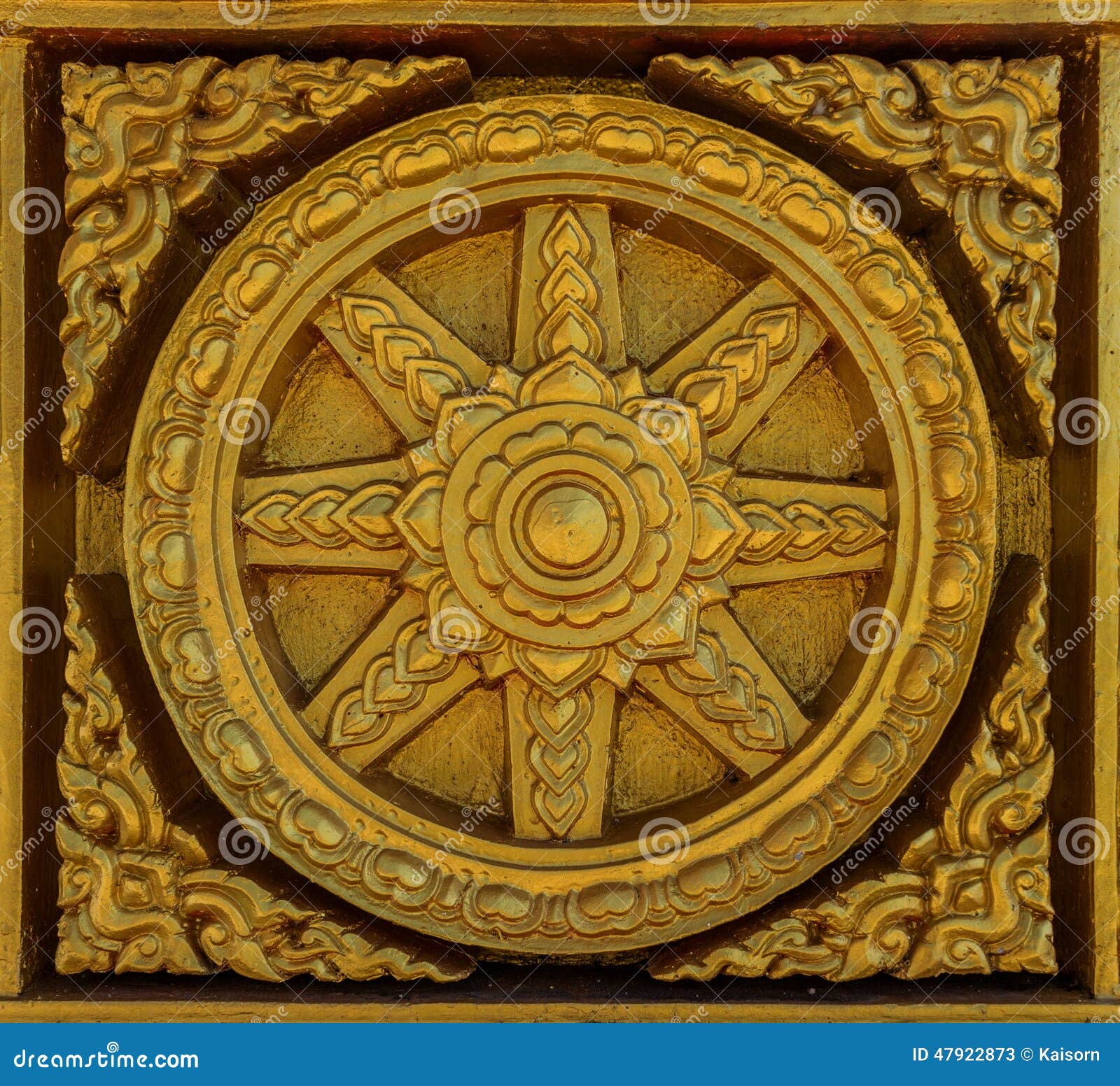 Het Thammachakwiel Was Symbool Van Boeddhisme Stock Afbeelding - Image ...