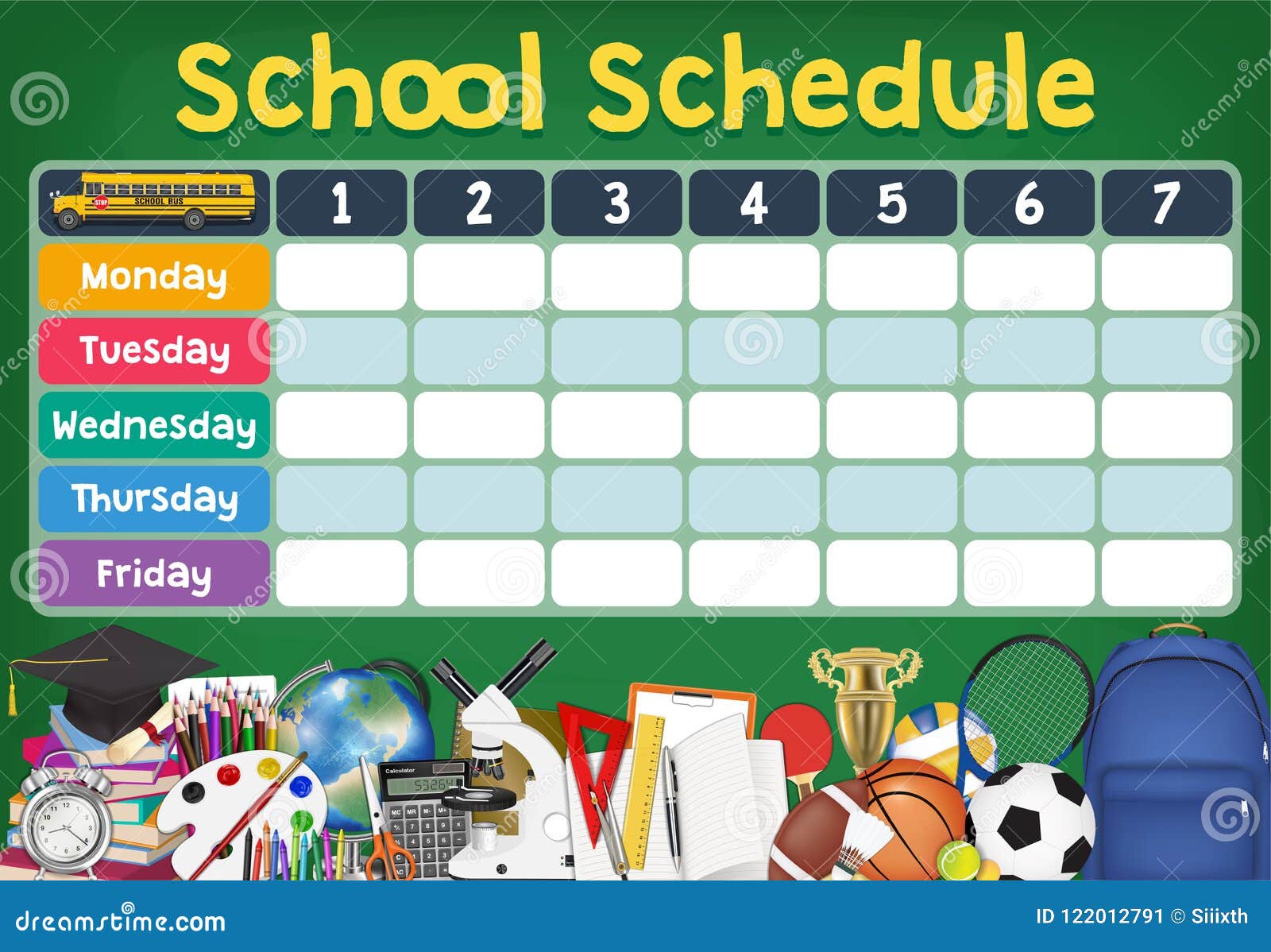 Het Tijdschema Van Het Schoolprogramma Met Studentenpunten Vector ...