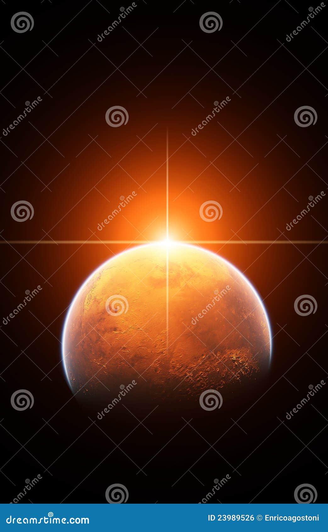 Het Toenemen Zon Met Planeet Mars Stock Illustratie - Illustration of ...