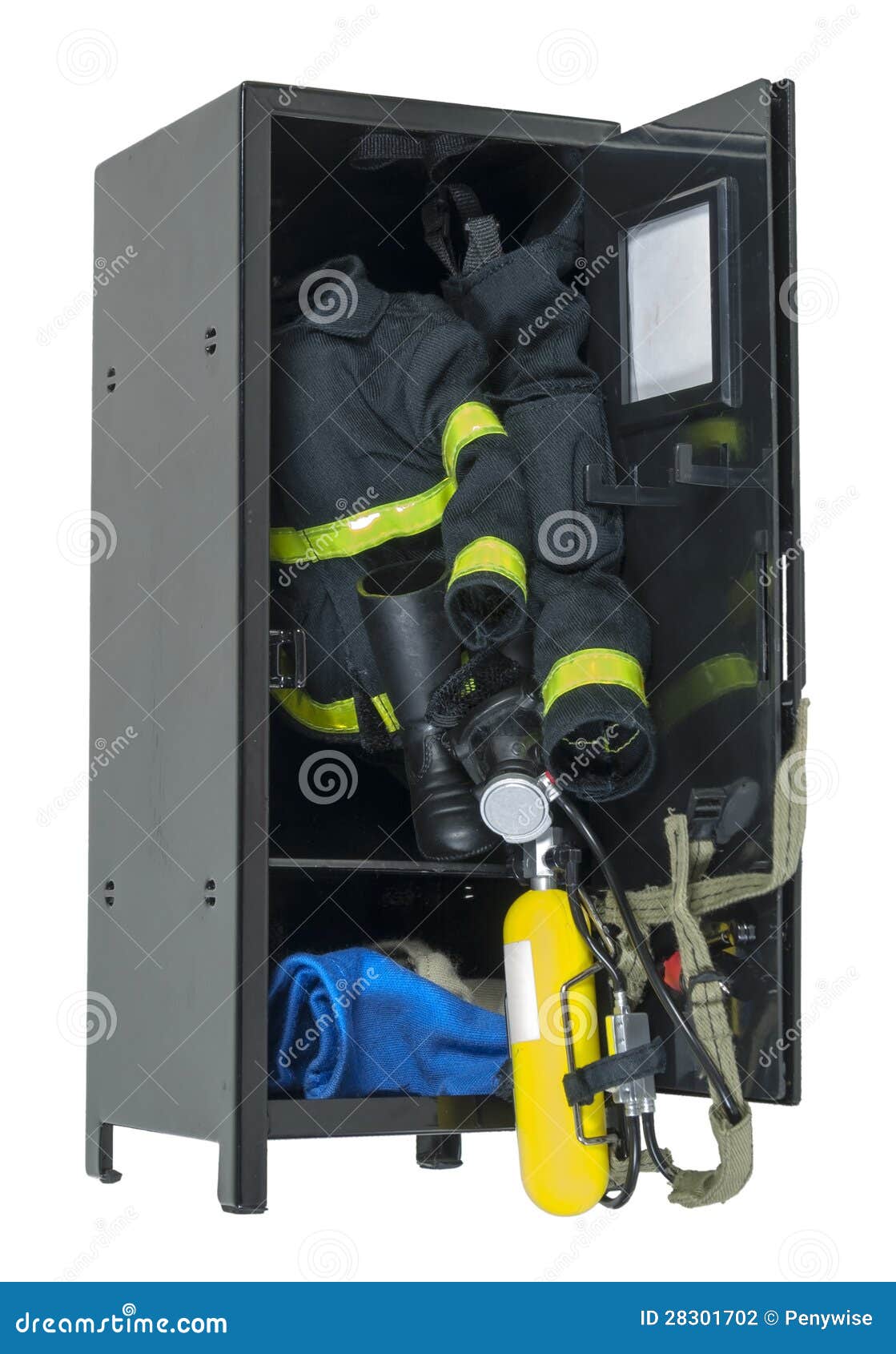 Het Toestel Van De Brandweerman in Een Kast Stock Foto - Image of ...