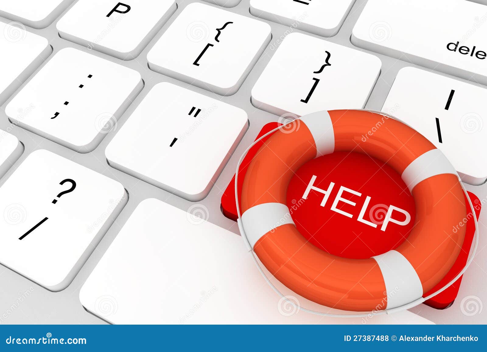 Het Toetsenbord Van De Computer Met De Knoop En De Reddingsboei Van De Hulp Stock Illustratie ...