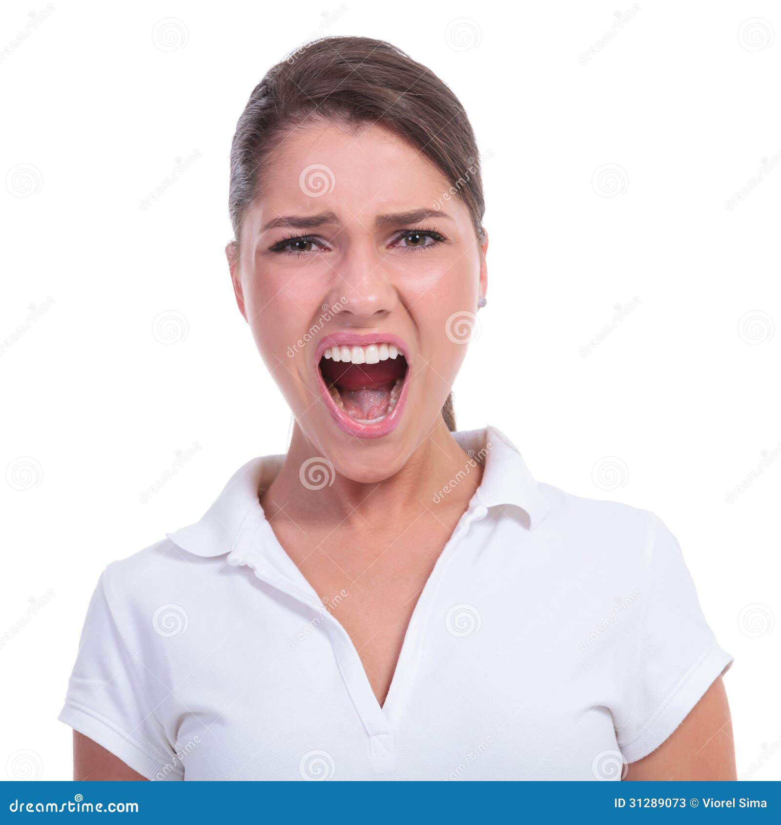 Het Toevallige Vrouw Schreeuwen Stock Afbeelding - Image of overhemd ...