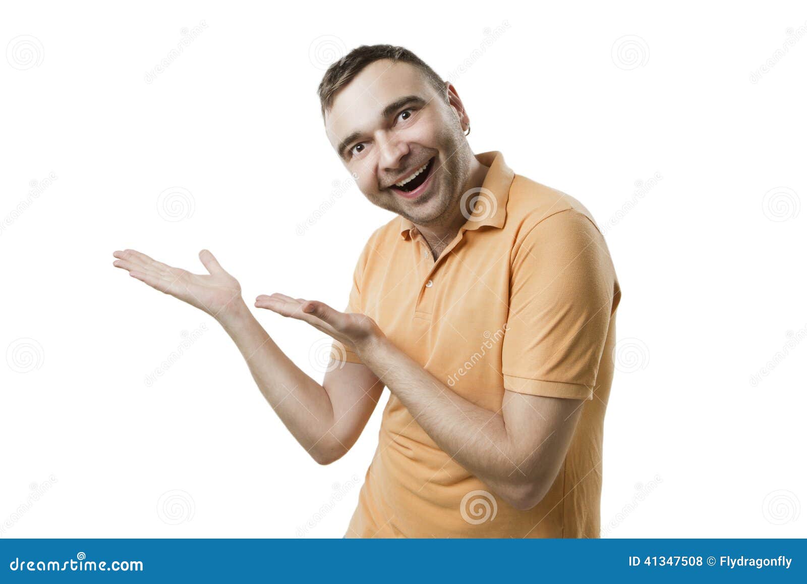 Het Tonen Aan De Zij Blije Man Stock Foto - Image of doorboren ...