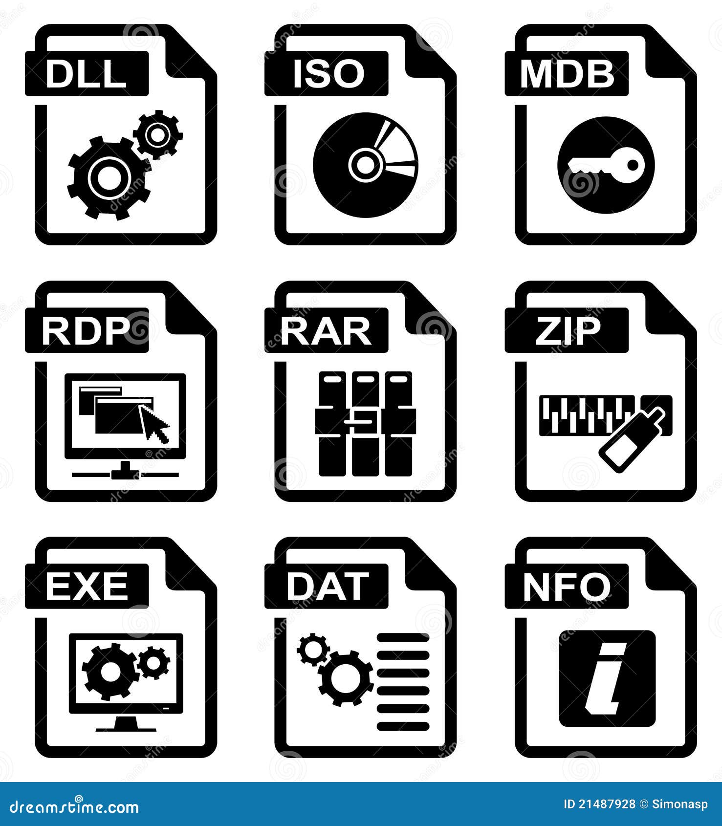 Het Type Van Dossier Pictogrammen Vector Illustratie - Illustration of ...