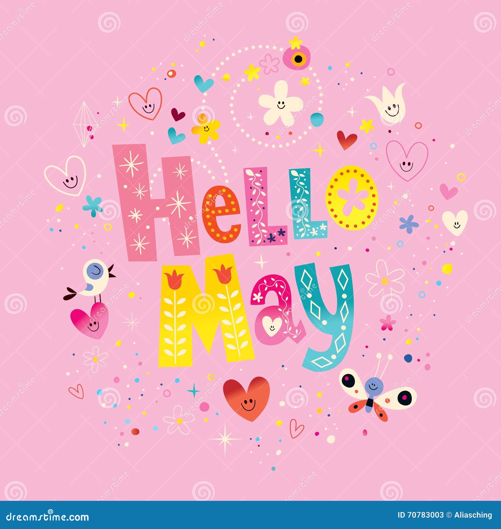 Het Unieke Van Letters Voorzien Van Hello Mei Vector Illustratie ...