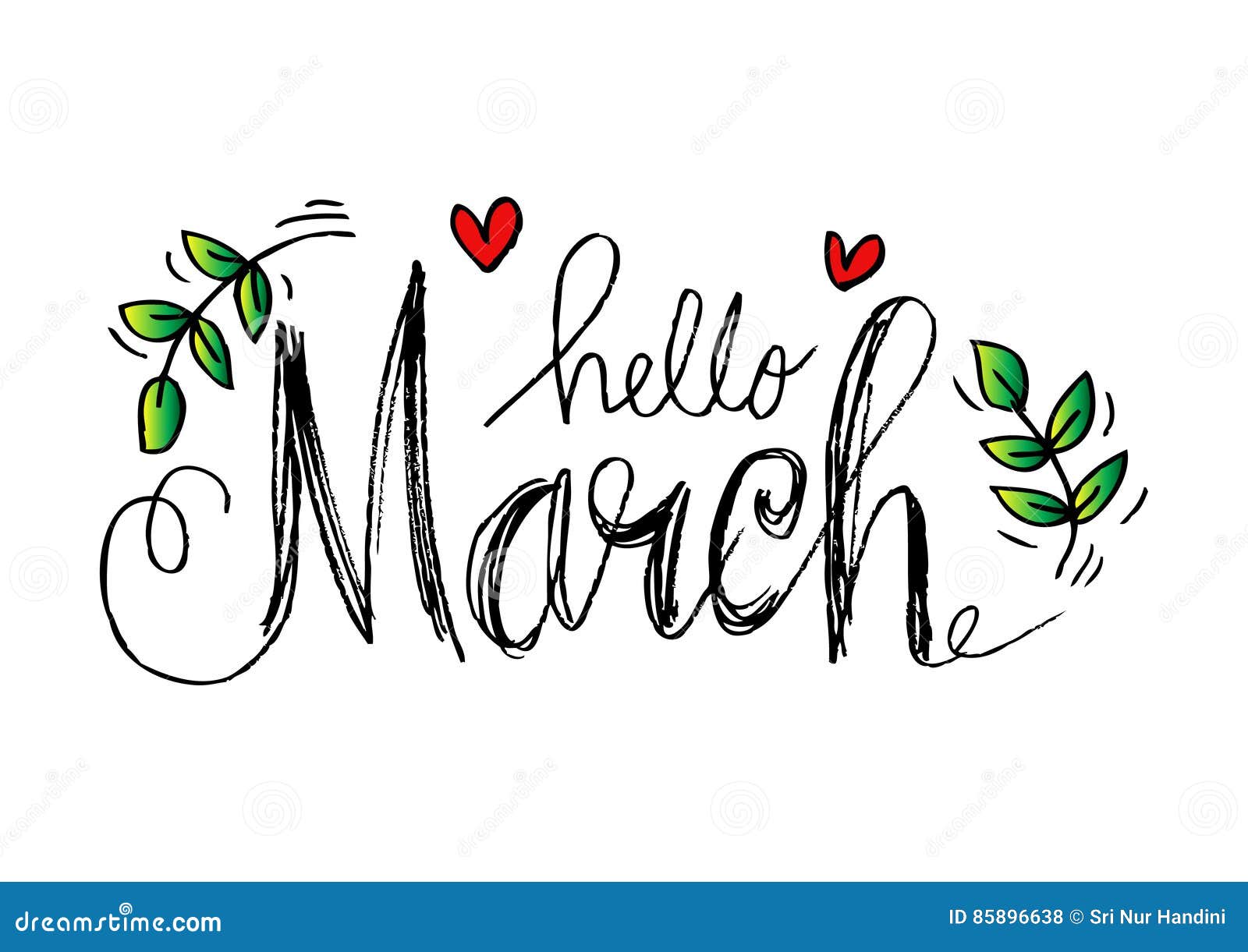 Het Van Letters Voorzien Van Hello Maart Vector Illustratie ...