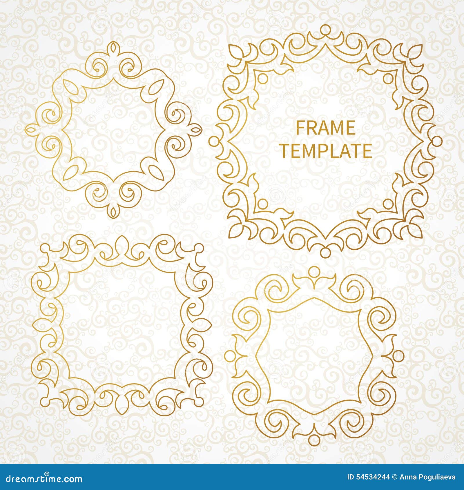 Het Vector Decoratieve Kader Van De Lijnkunst Voor Ontwerpmalplaatje ...