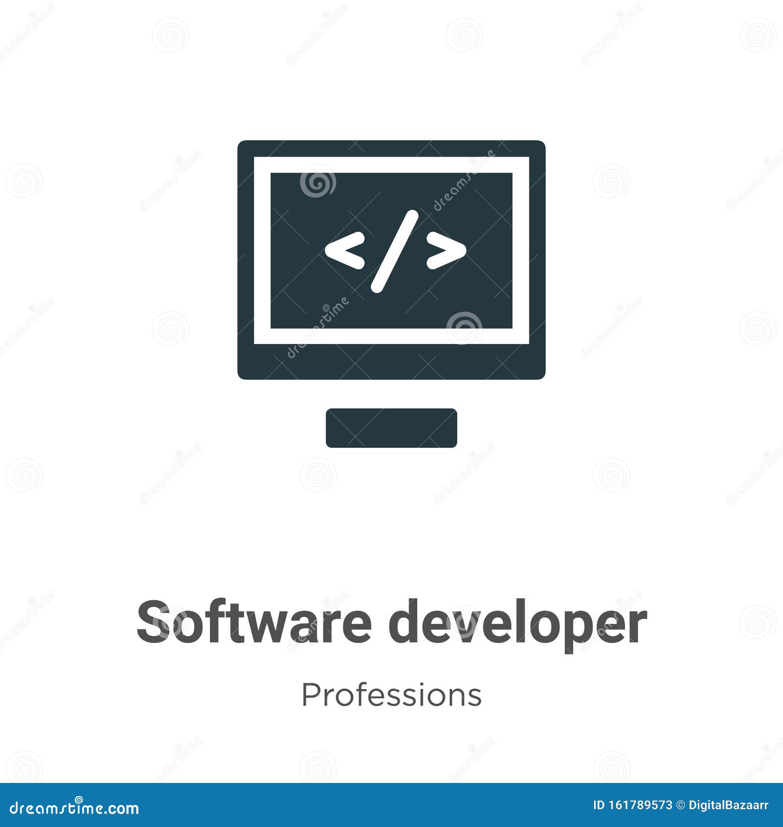 Het Vectorpictogram Van De Ontwikkelaar Van De Software Op Witte ...