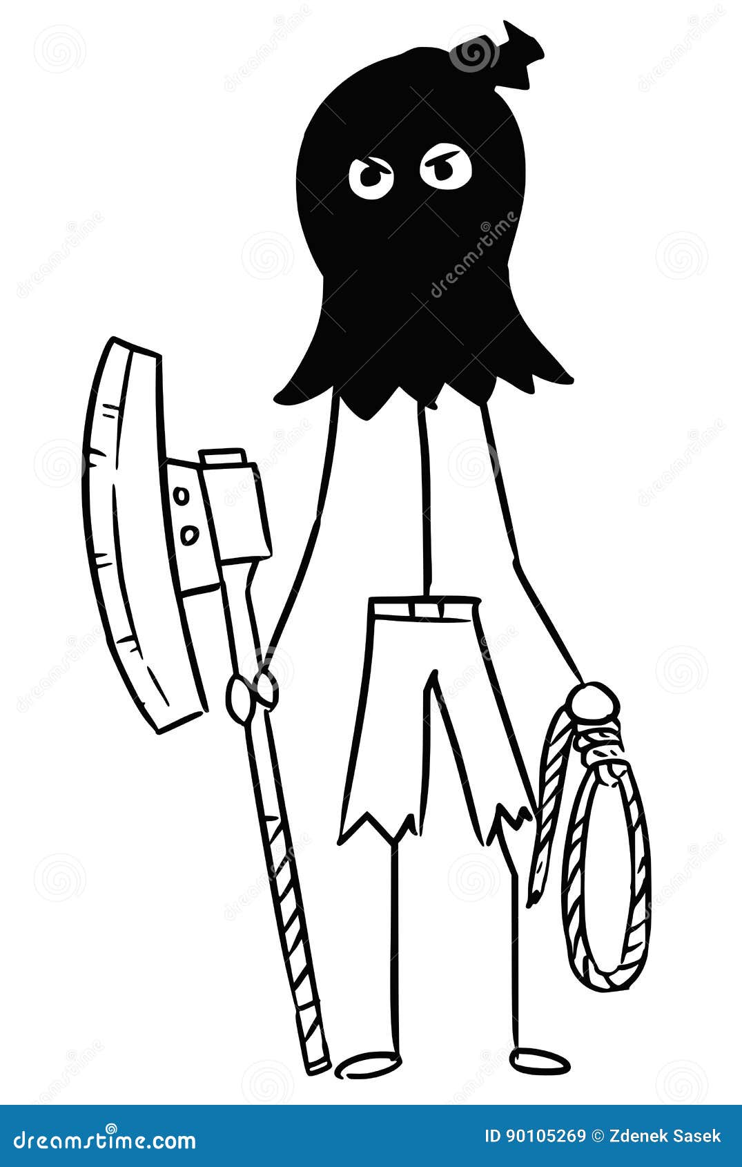 Het Vectorstickman-Beeldverhaal Van De Stokmens Van Middeleeuwse Beul ...