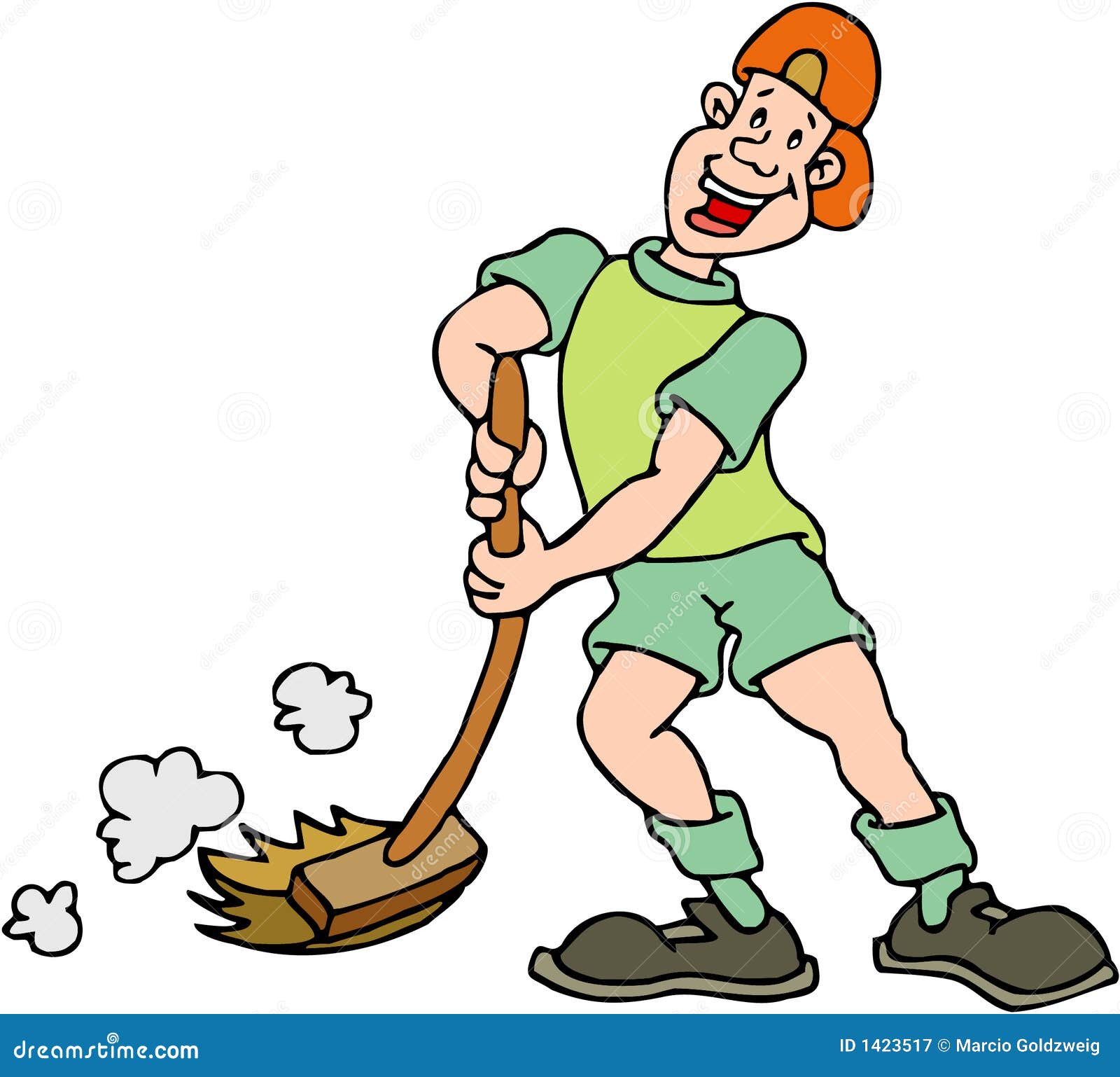 Het Vegen van de jongen vector illustratie. Illustration of jongen ...