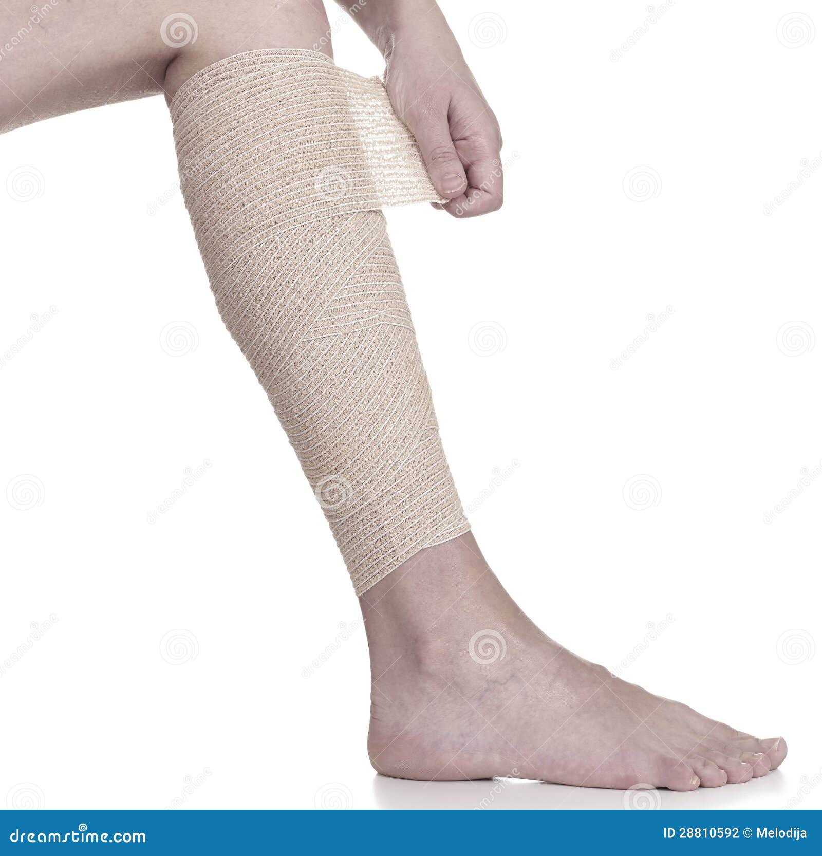 Het Verbinden Van Been Met Elastisch Verband Stock Foto - Image of ...